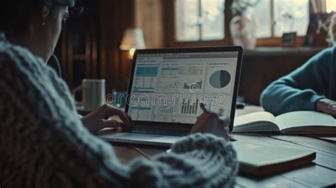Professionals Are Analyzing Data On A Laptop Screen Which Displays