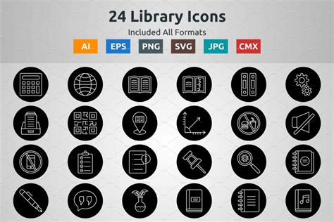 Line Circle Inverted Library Icons MasterBundles