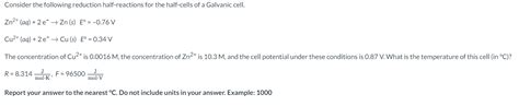 Solved Consider The Following Reduction Half Reactions For