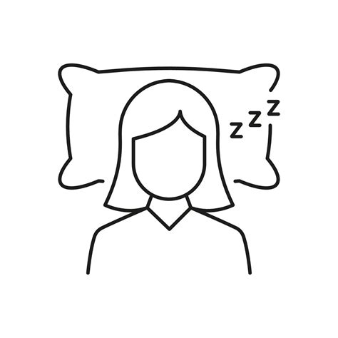 Woman Sleeping On Pillow Line Icon With Zzz Symbol Sleep Or Rest And Bedtime Routine Isolated