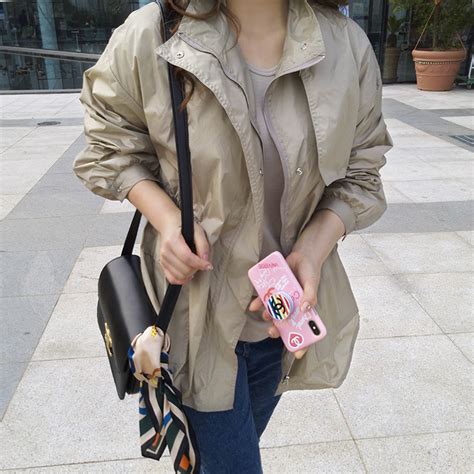 프라 허리 스트링 숏 미니 바람막이 여자 야상 점퍼 봄 여름 아우터 얼리버드411 에이블리