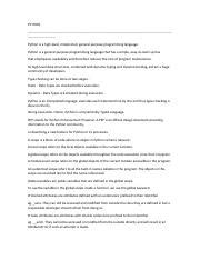 Python A High Level Readable And Dynamic Programming Language Course Hero