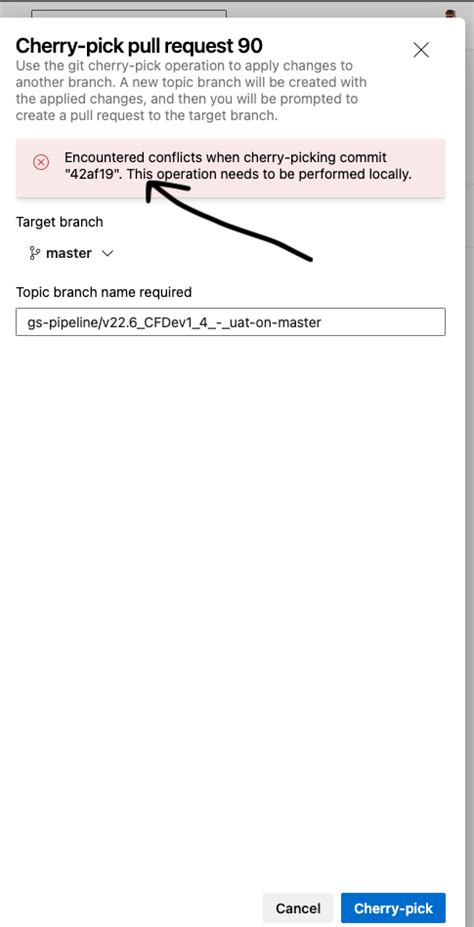 salesforce azure devops cherry picking into master branch stack