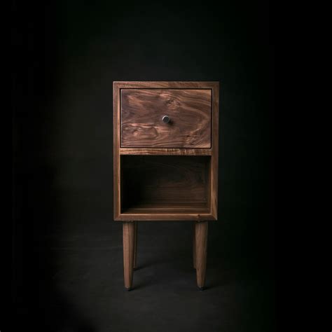 Solid Walnut Mid Century Bedside Table Handmade Nightstand Etsy