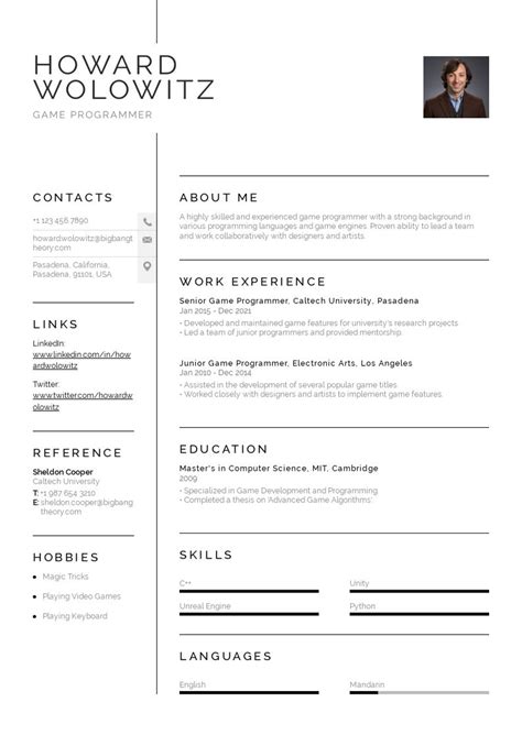 Game Programmer Resume Example Resume Tips Templates And More Resume Example
