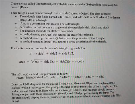 Solved Create A Class Called Geometricobject With Data