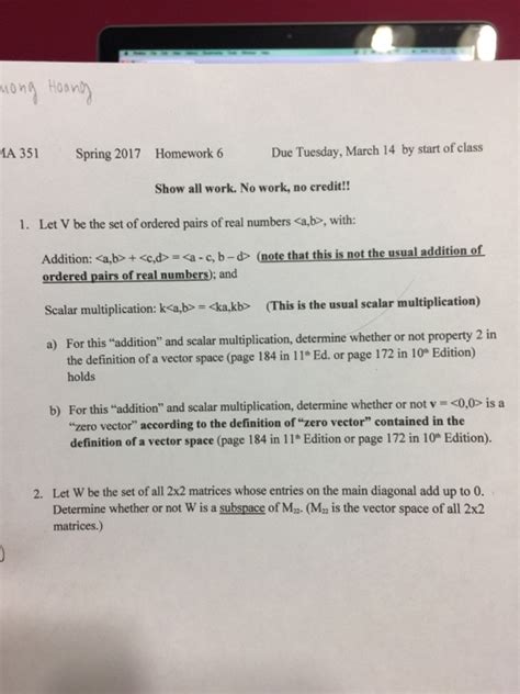 solved let v be the set of ordered pairs of real numbers
