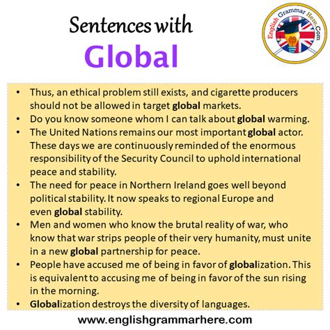 Sentences With Global Global In A Sentence In English Sentences For