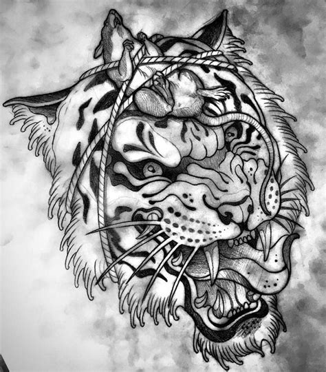 Эскиз тату с головой тигра и крысой | Tiger tattoo design, Tattoos ...