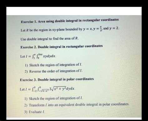 solved exercise 1 area using double integral in rectangular