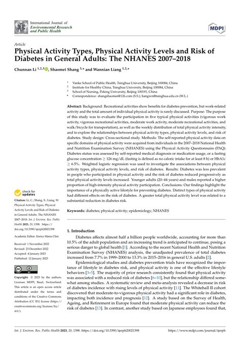 Pdf Physical Activity Types Physical Activity Levels And Risk Of