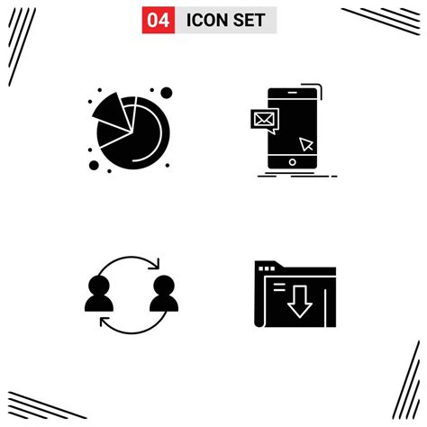 Stock Vector Icon Pack Of 4 Line Signs And Symbols For Analytics