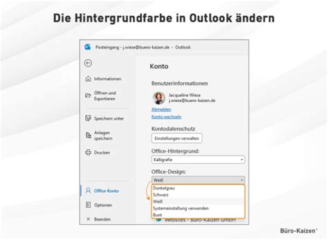 Outlook Farbe ändern Design Hintergrund E Mails Kalender