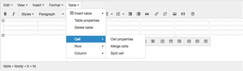 Working With Tables Tinymce Rich Text Editor Branch Cms Documentation