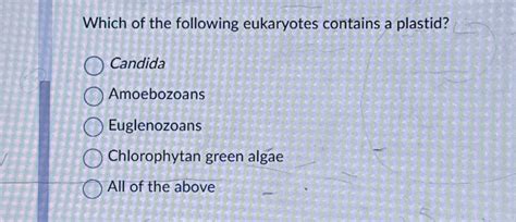 Solved Which Of The Following Eukaryotes Contains A