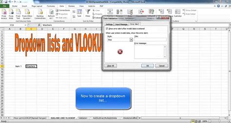dropdown lists and vlookup youtube