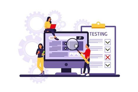 Premium Vector People Testing Software Fixing Bugs In Hardware Device