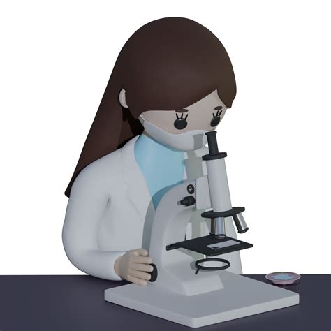 female researcher and microscope 3d rendering illustration 35244208 png