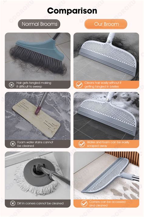 Odoroku 3040cm Large Silicone Floor Magic Squeegee Broom 2 In 1