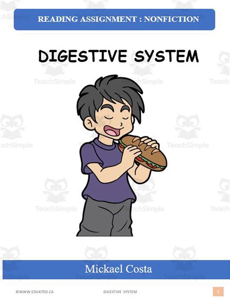 Reading Assignment Digestive System By Teach Simple