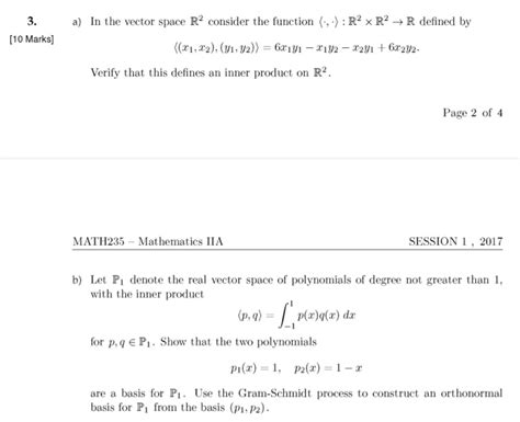 Solved A In The Vector Space R Consider The Function Chegg