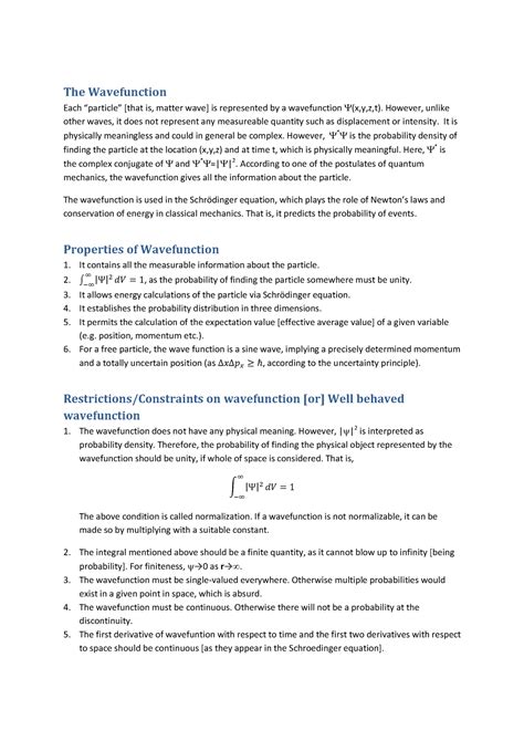 Lecture Wavefunction And Uncertainty Principle The Wavefunction Each Particle That Is