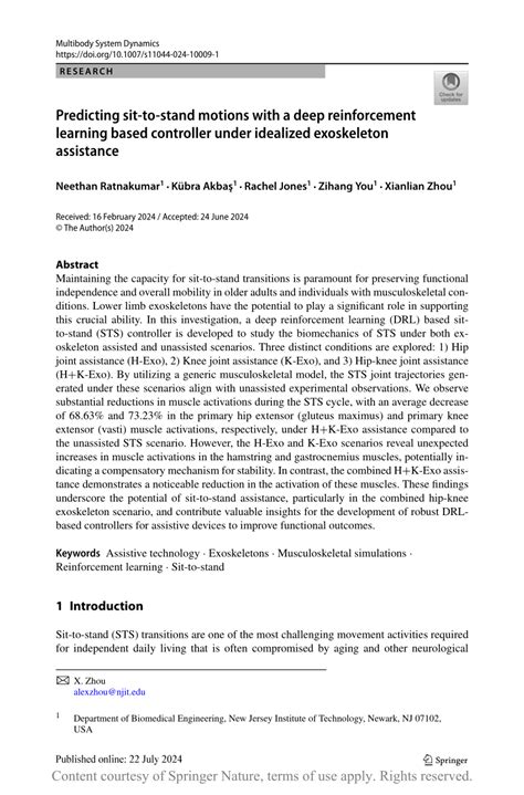 pdf predicting sit to stand motions with a deep reinforcement