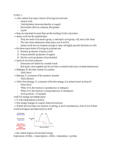 Quiz 1 Notes Lecture Topics 1 3 Topic 1 → Cells Contain Four Major