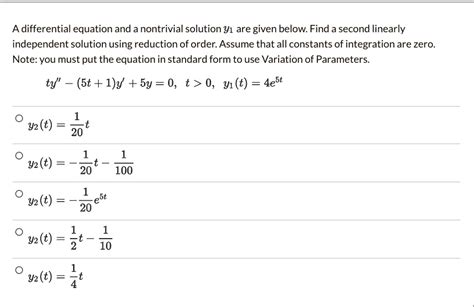 Solved Adifferential Equation And A Nontrivial Solution 91 Are Given Below Find A Second
