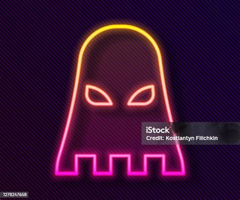 검은 색 배경에 격리 된 빛나는 네온 라인 실행기 마스크 아이콘 행맨 고문 집행자 고문 정육점 헤드맨 아이콘 벡터 0명에 대한 스톡 벡터 아트 및 기타 이미지 Istock