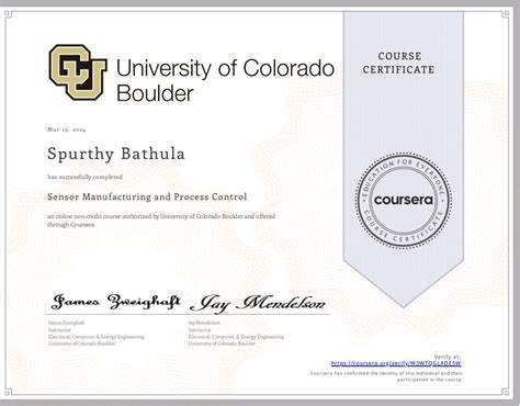 completed a course on sensor manufacturing and process control