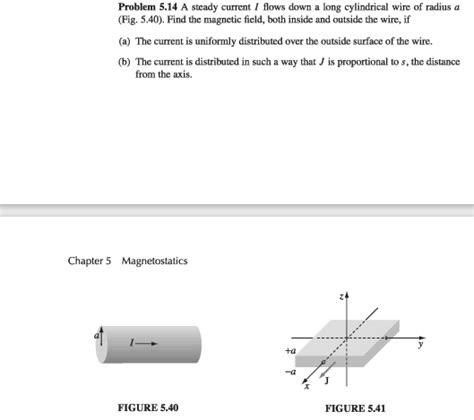 Solved Problem 5 14 A Steady Current I Flows Down A Long Chegg Com