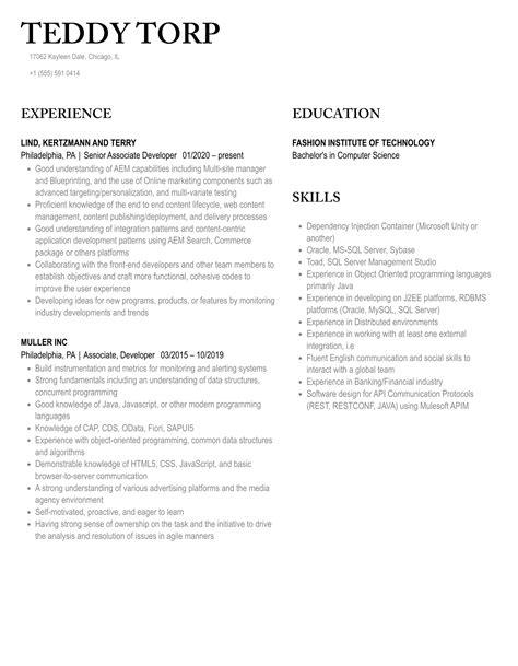 Associate Developer Resume Samples Velvet Jobs