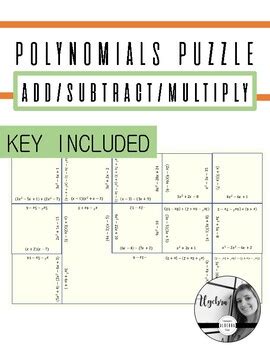 Add Subtract And Multiply Polynomials Puzzle PD HS TpT