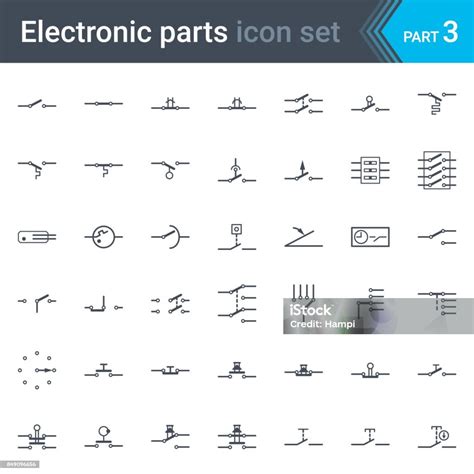 스위치 푸시버튼 스위치 회로의 전기 및 전자 회로 다이어그램 기호 집합 0명에 대한 스톡 벡터 아트 및 기타 이미지 0명 Cpu Led 조명 Istock