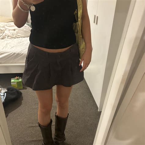 Grey Mini Skirt Has A Slight Stretch Around The Depop