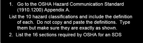 Go To The Osha Hazard Communication Standard