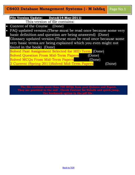 Cs403 Subjective And Objective Paper For Midterm File Version Update Dated14 May 2011 This