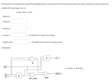 solved fill in blanks to complete the system verilog