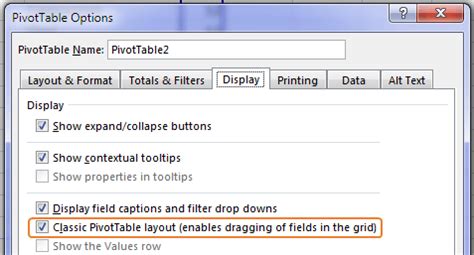 Classic PivotTable Default Layout My Online Training Hub
