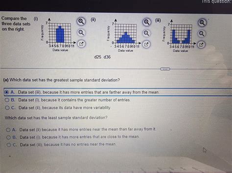 solved compare the three data sets on the right i ii