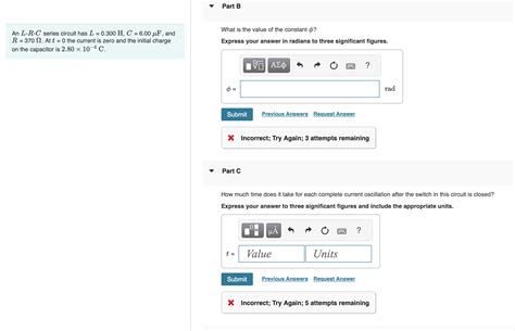 Solved Part BAn L R C series circuit has L H C μF Chegg com