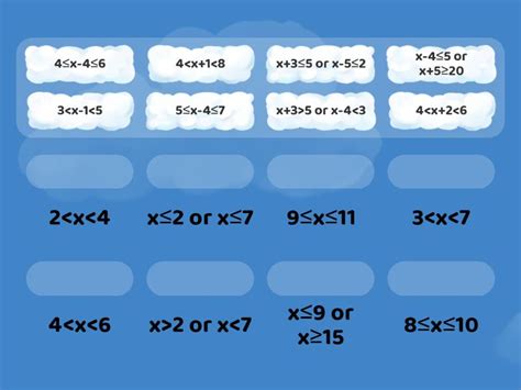 Solve Compound Inequality Match Up