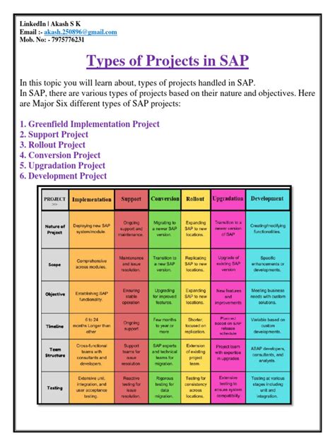 types of projects in sap pdf enterprise resource planning business