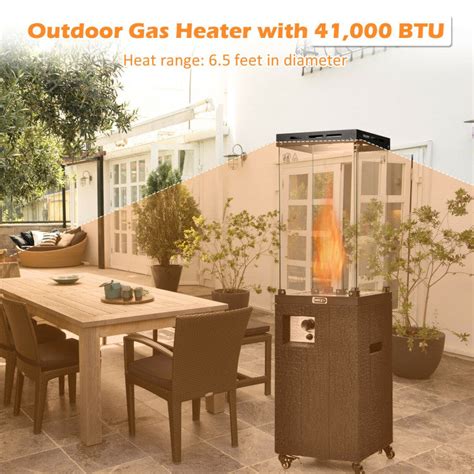 41000 Btu Outdoor Propane Gas Heater With Waterproof Cover And Lockabl
