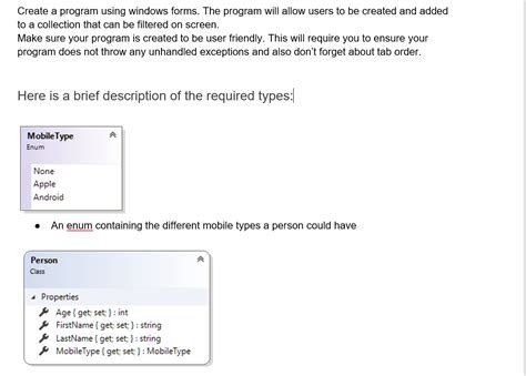 Solved Create A Program Using Windows Forms The Program
