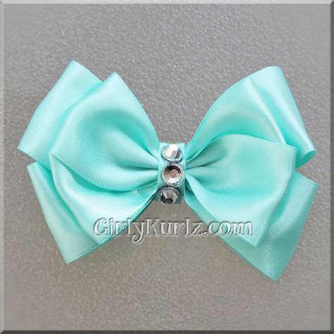 Aqua Satin Layered Bow – Girly Kurlz