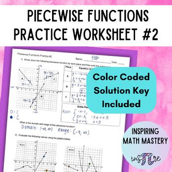 Graphing, Writing, & Evaluating Piecewise Functions Practice Worksheet #2