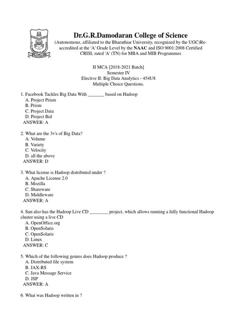 454u8 big data analytics pdf apache hadoop map reduce