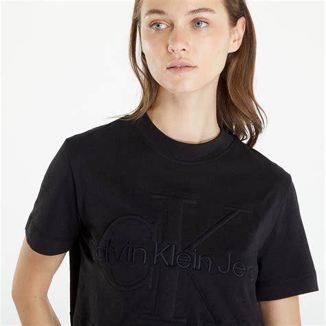 Calvin Klein Jeans Premium Monologo Cropped T Shirt Black Footshop